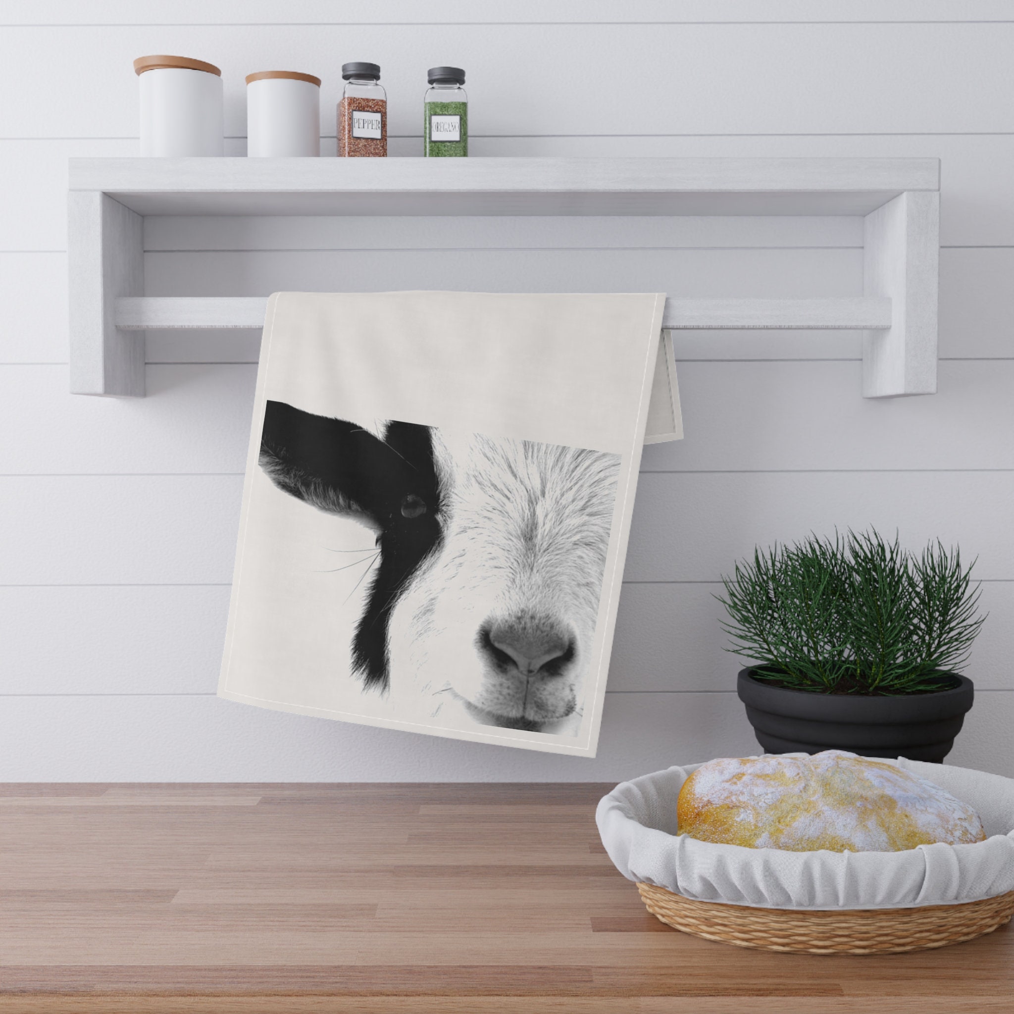 Goat Kitchen Towel, Goat Tea Towel or Dish Towel, Farm Animal Kitchen ...