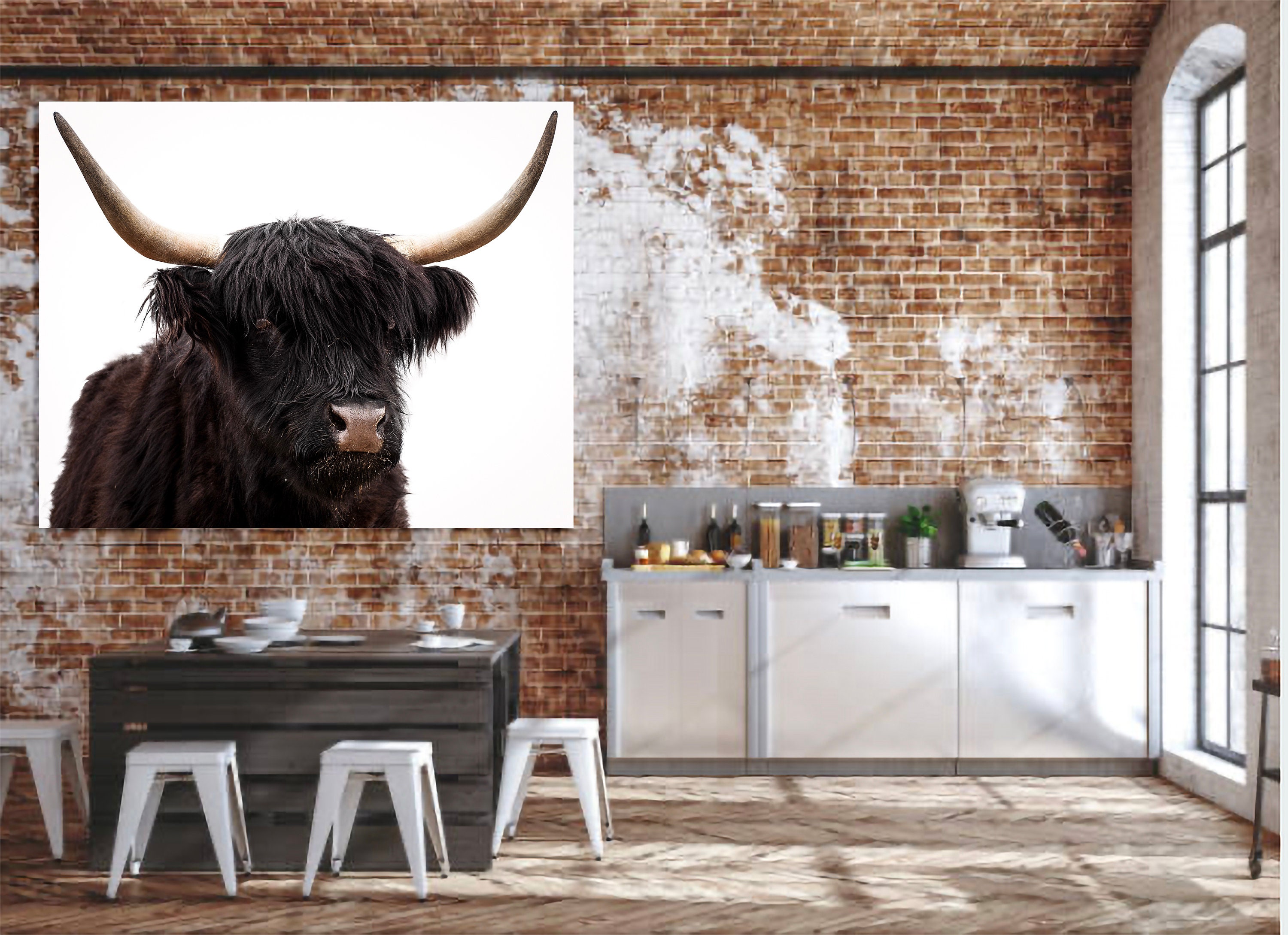 Highland Cow Art Fuzzy Cow Print Photography Cow Canvas Wall - Etsy