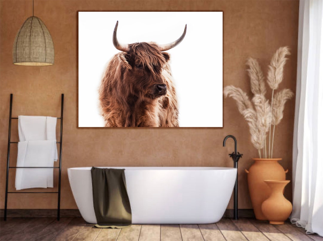 Highland Cow Art Fuzzy Cow Print Photography Cow Canvas Wall - Etsy