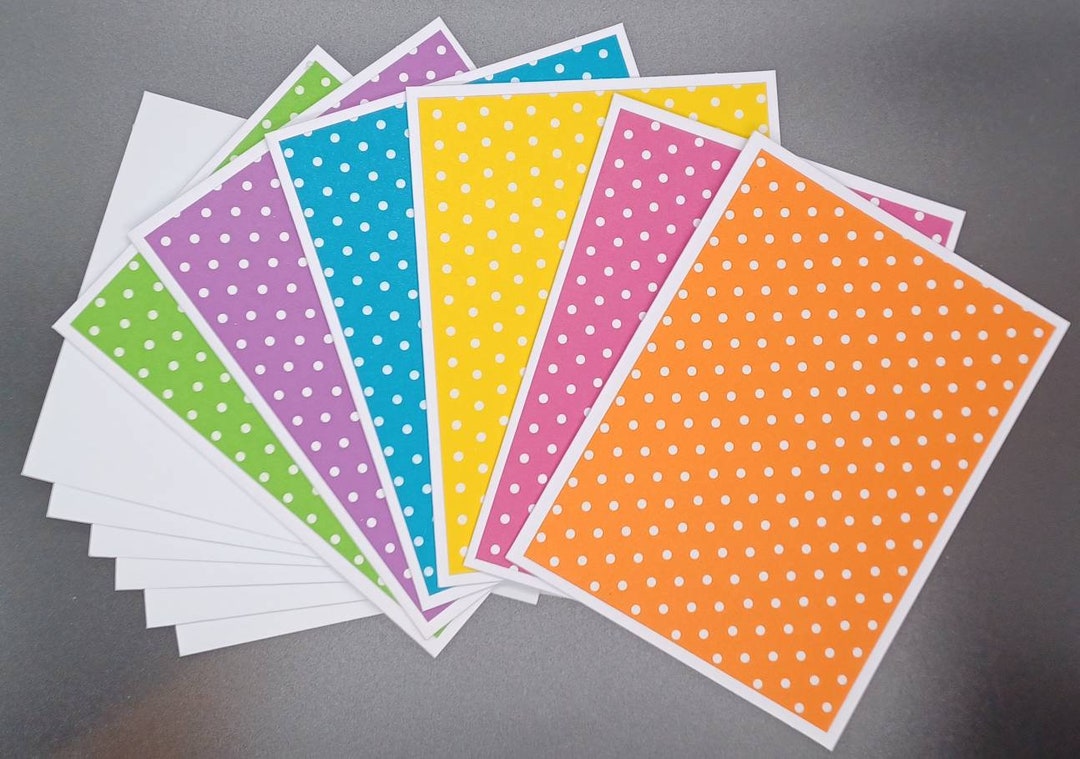 Set of 6 Polka Dot Blank Note Cards Greeting Cards Handmade Homemade ...