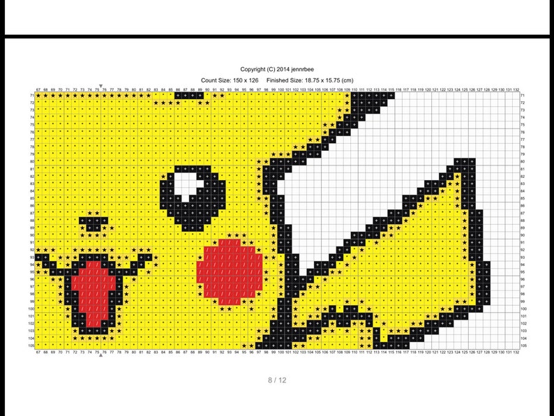 Pokemon Pikachu Large Cross Stitch Graph Pattern - Etsy