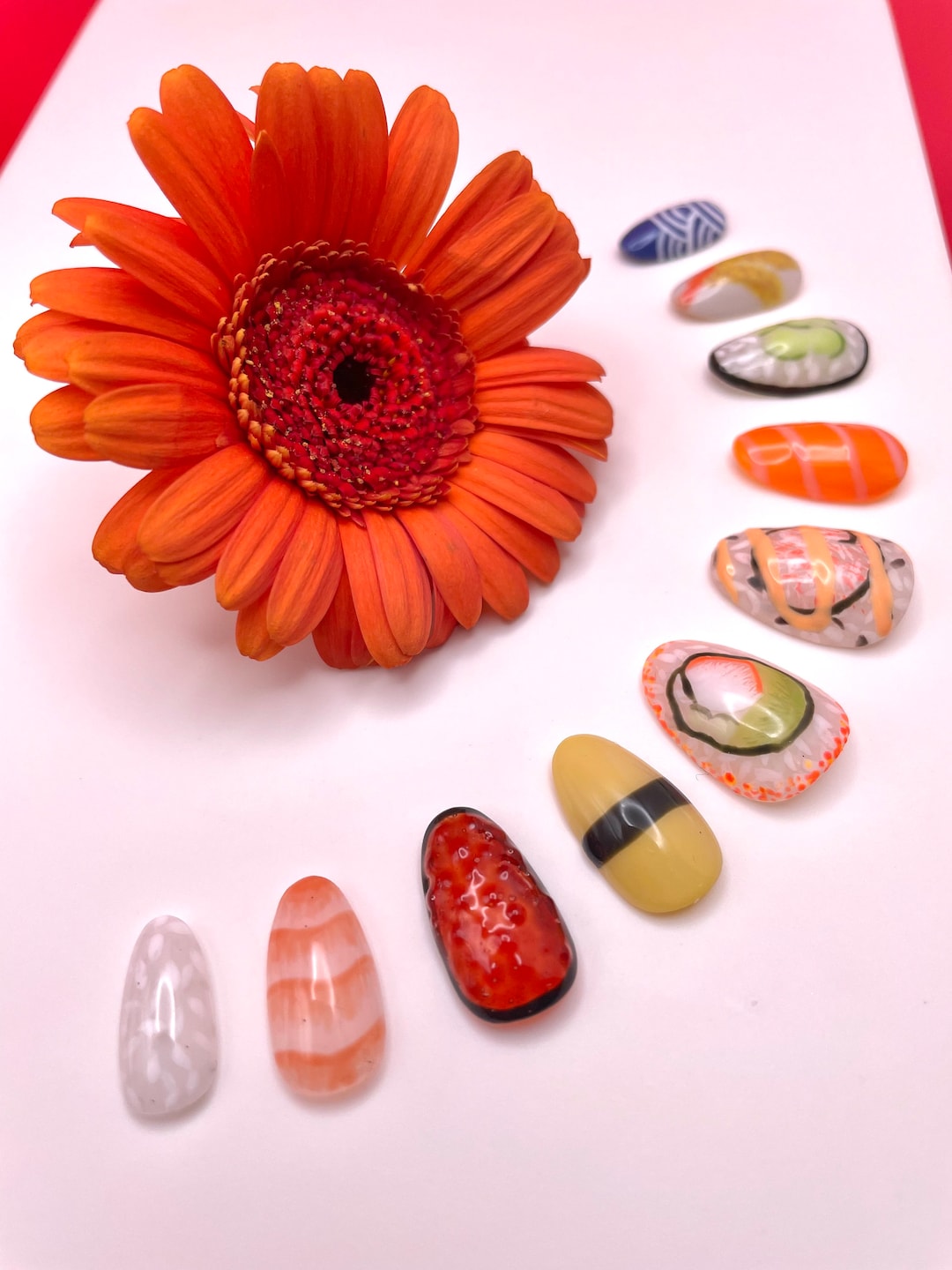 Sushi Please Press on Nails | Luxury Nails | Handmade Set | Custom | 3D ...