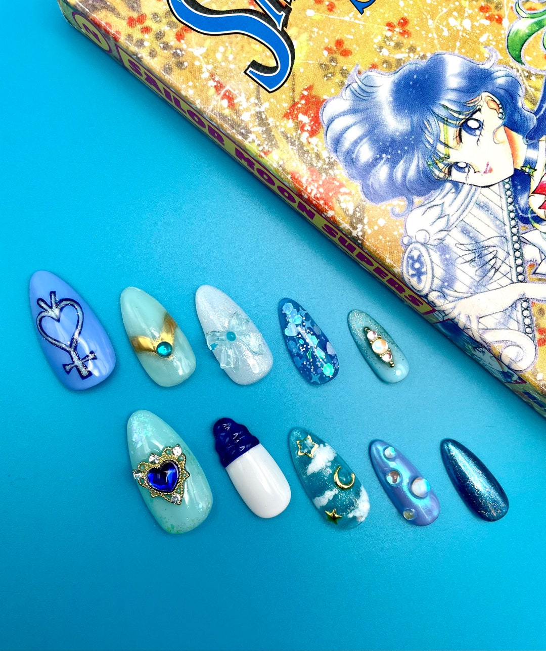 Sailor Mercury | Ami Mizuno Press on Nails | Luxury Nails | Handmade ...