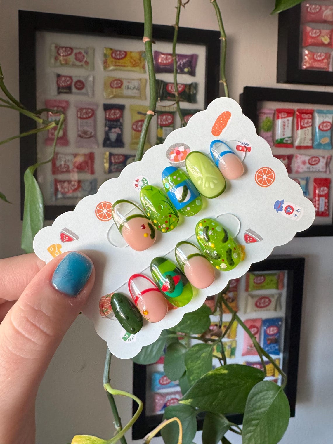 Pickle Girl Press on Nails | Food Nails | Handmade | Custom Nails | 3D ...