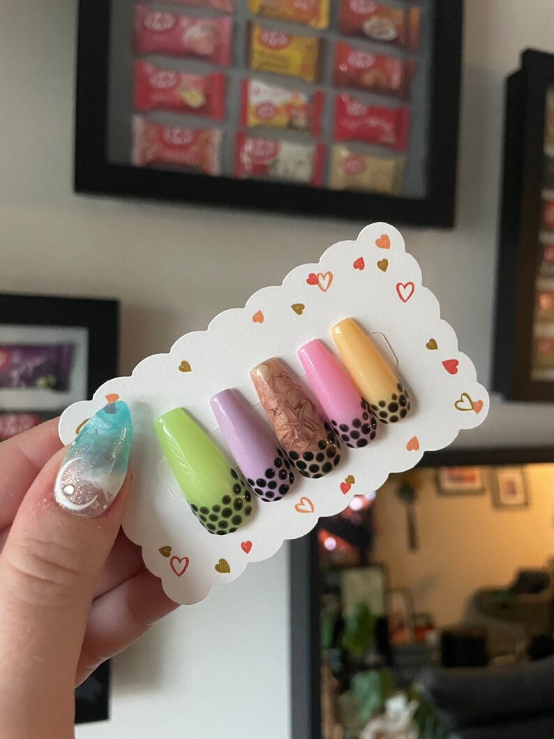 Boba Babe Press on Nails Luxury Nails Handmade Set - Etsy