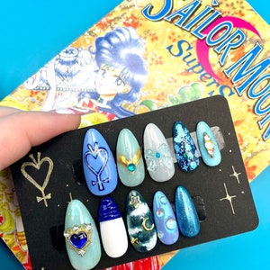 Sailor Mercury | Ami Mizuno Press on Nails | Luxury Nails | Handmade ...