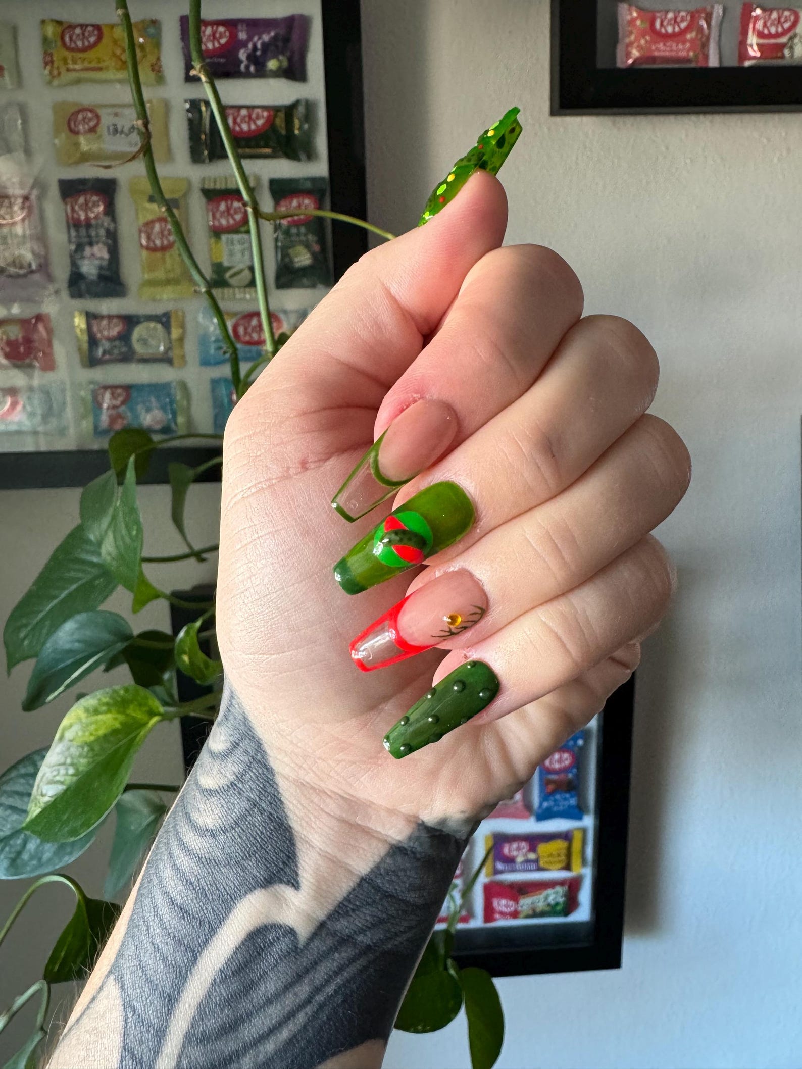 Pickle Girl Press on Nails | Food Nails | Handmade | Custom Nails | 3D ...