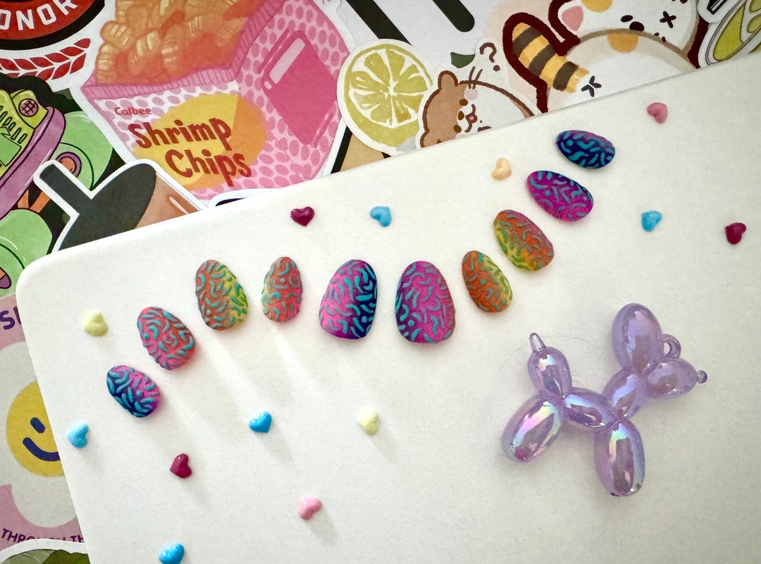 Rainbow Trip Press on Nails | Luxury Nails | Handmade Set | Custom | 3D ...