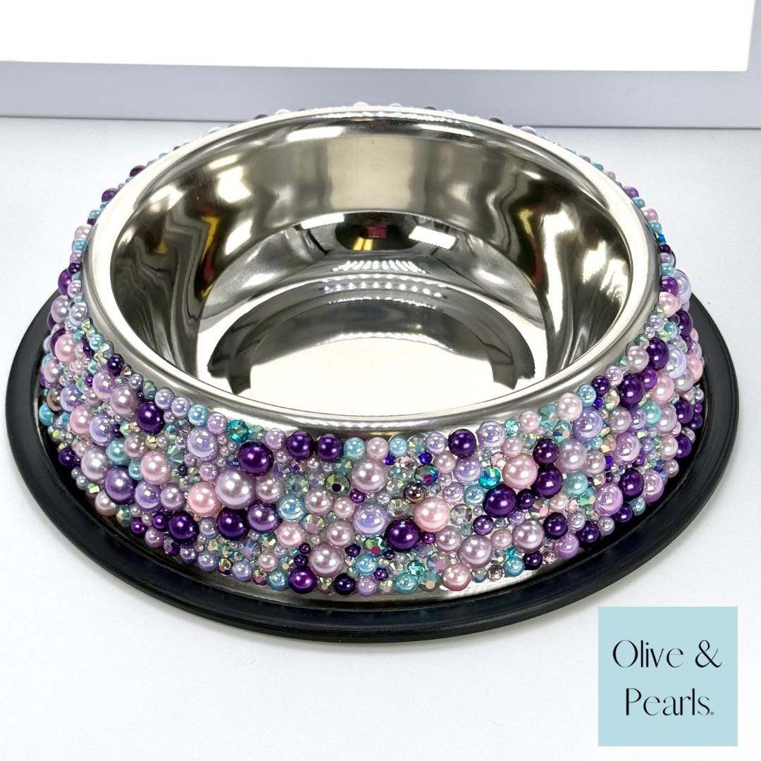 Blinged Out Pet Bowl: Handmade Rhinestone Crystal Dog Bowl - Etsy UK