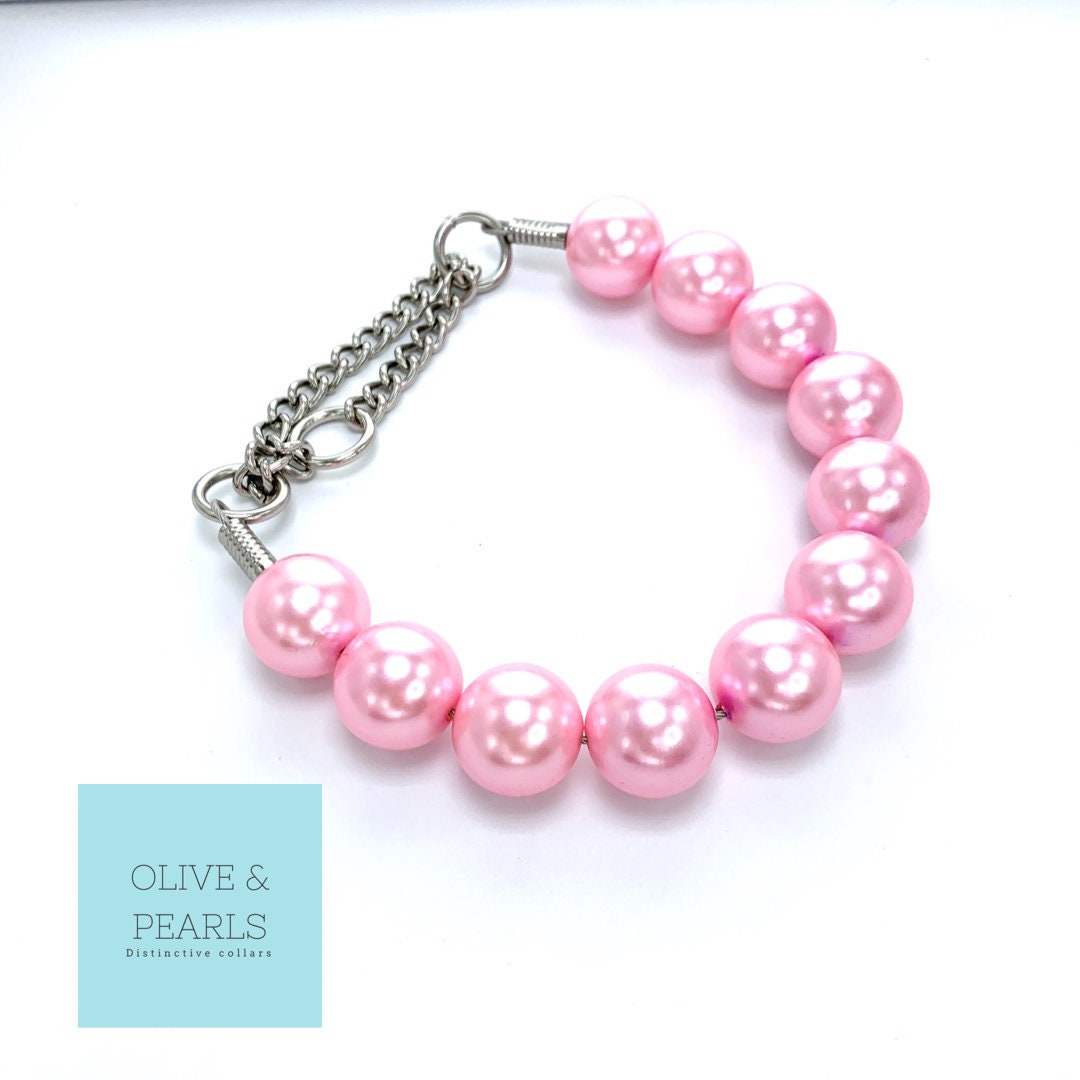 The "maggie" Handmade Jumbo Pearl Dog Collar: Leash-approved, Strong ...
