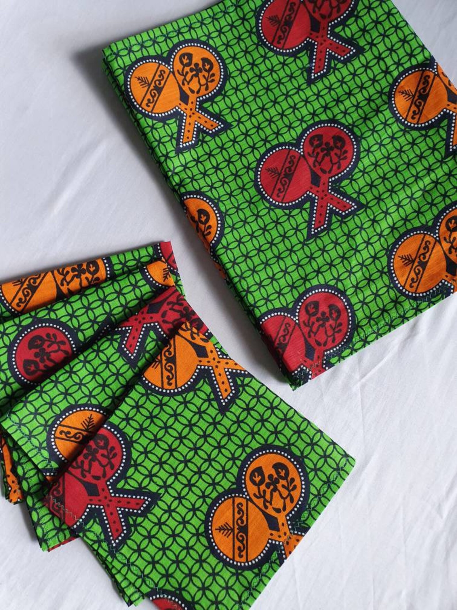 African Print Table Runner and Napkins Set Green | Etsy