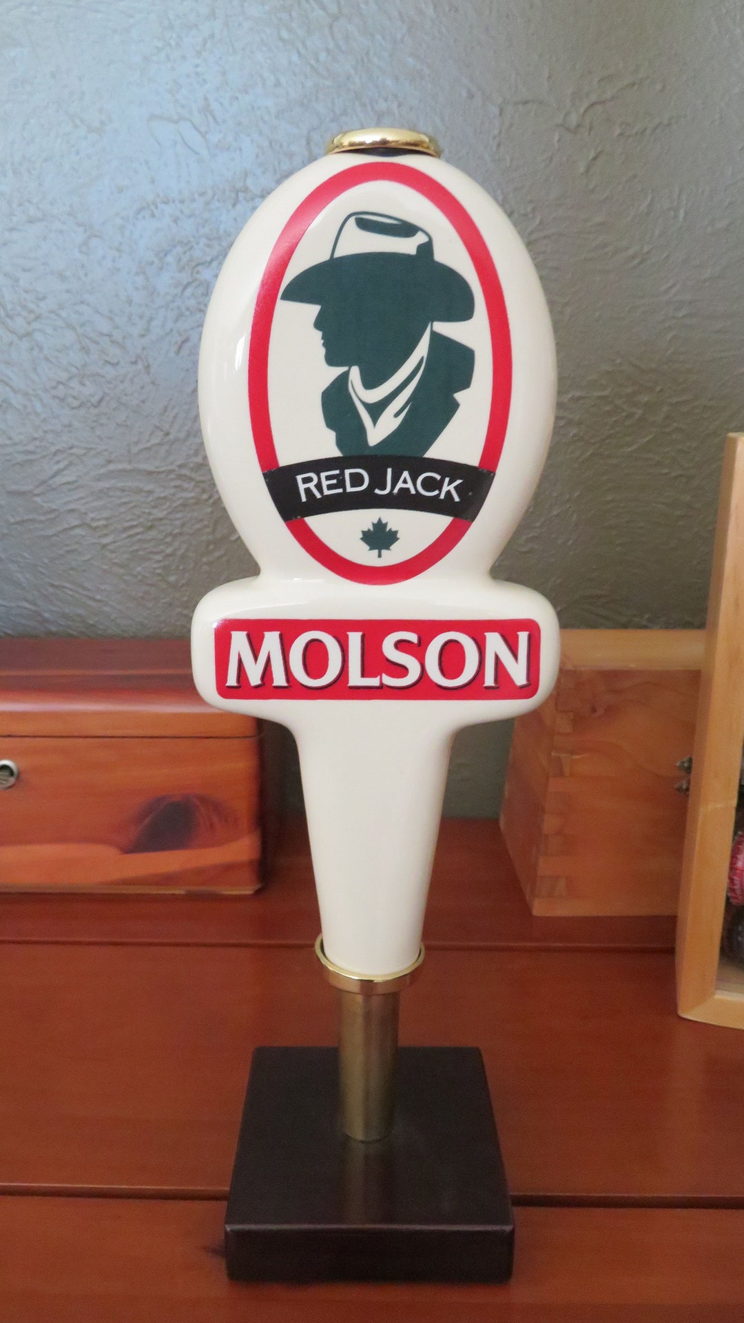 1449 Original Ceramic Molson RED JACK Beer Tap Handle W/ - Etsy