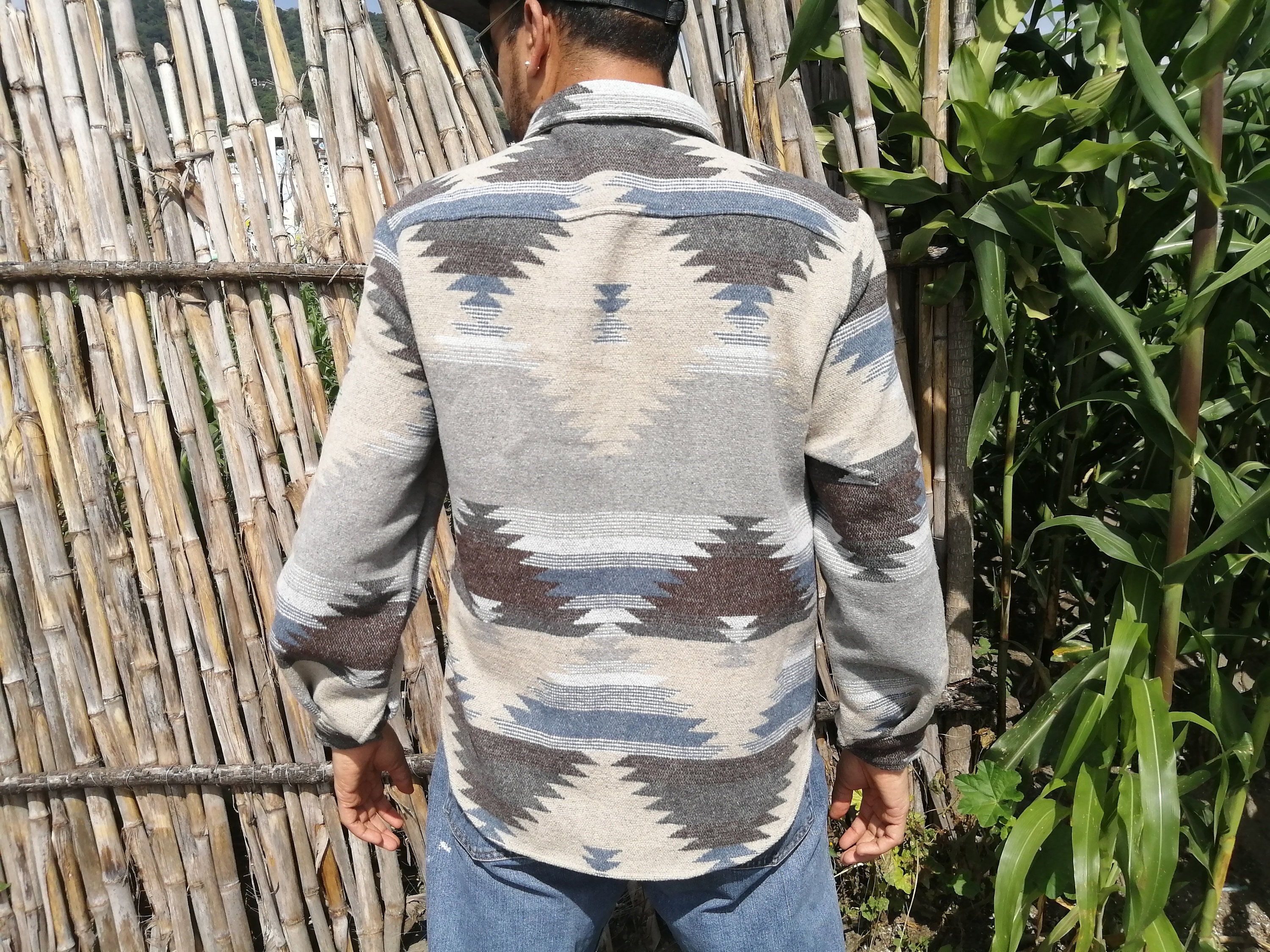 Aztec Flannel Shirt, Upcycled Ethnic Print Jacket, Embellished Aztec ...