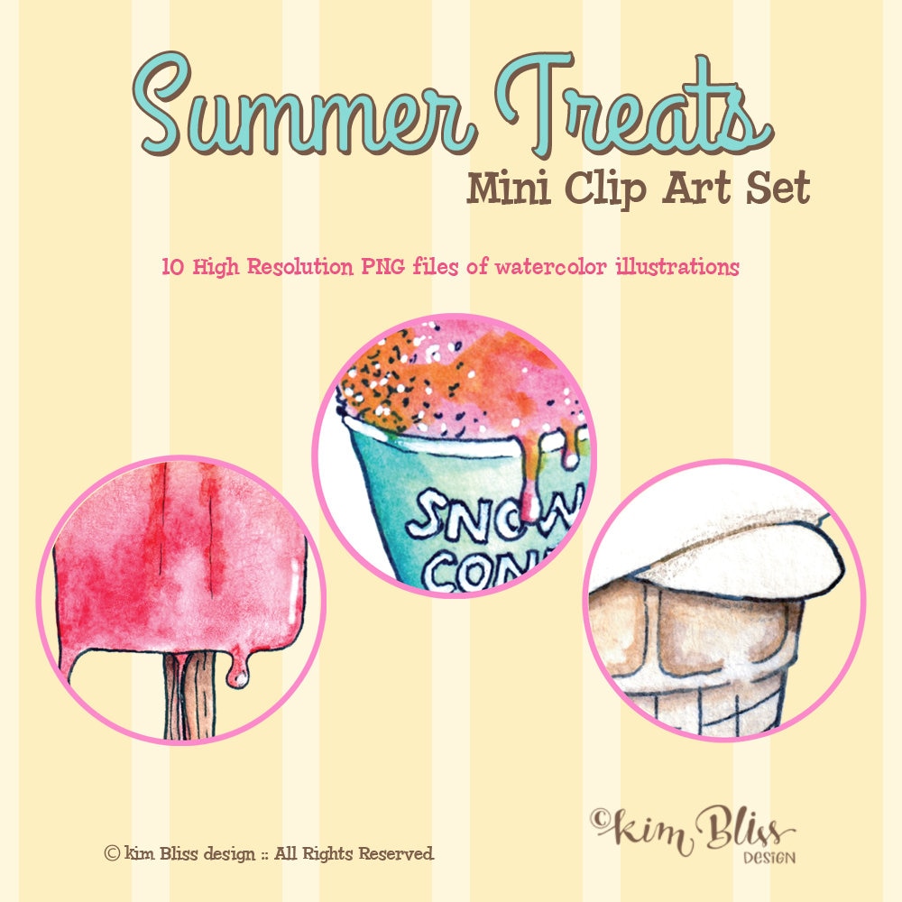 Summer Treats Clip Art Ice Cream Popsicles Snow Cone - Etsy