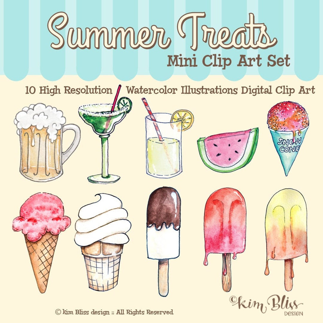 Summer Treats Clip Art Ice Cream Popsicles Snow Cone - Etsy