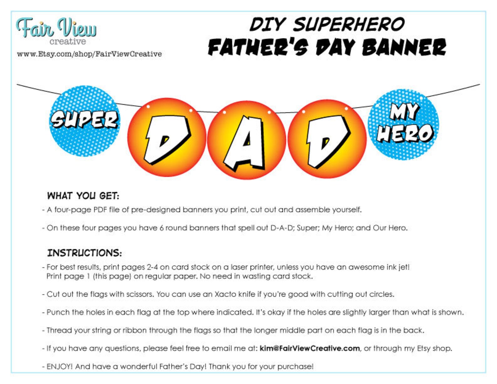 Printable Father's Day Superhero Celebration Party | Etsy