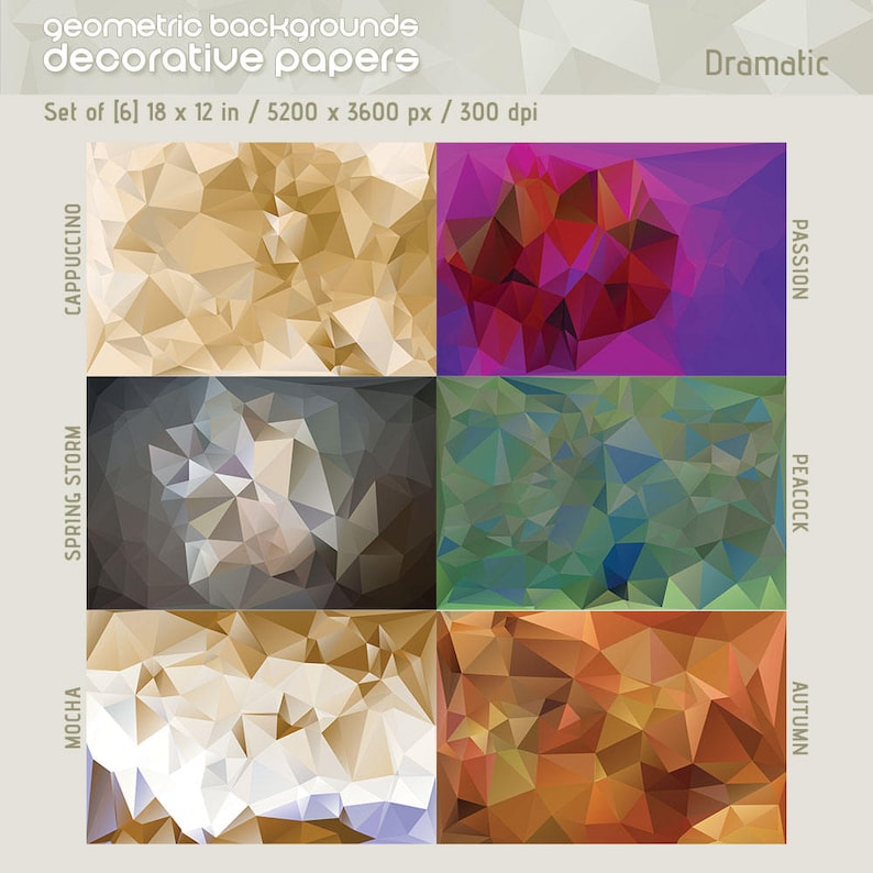 Polygon Geometric Backgrounds / Decorative Papers | Etsy