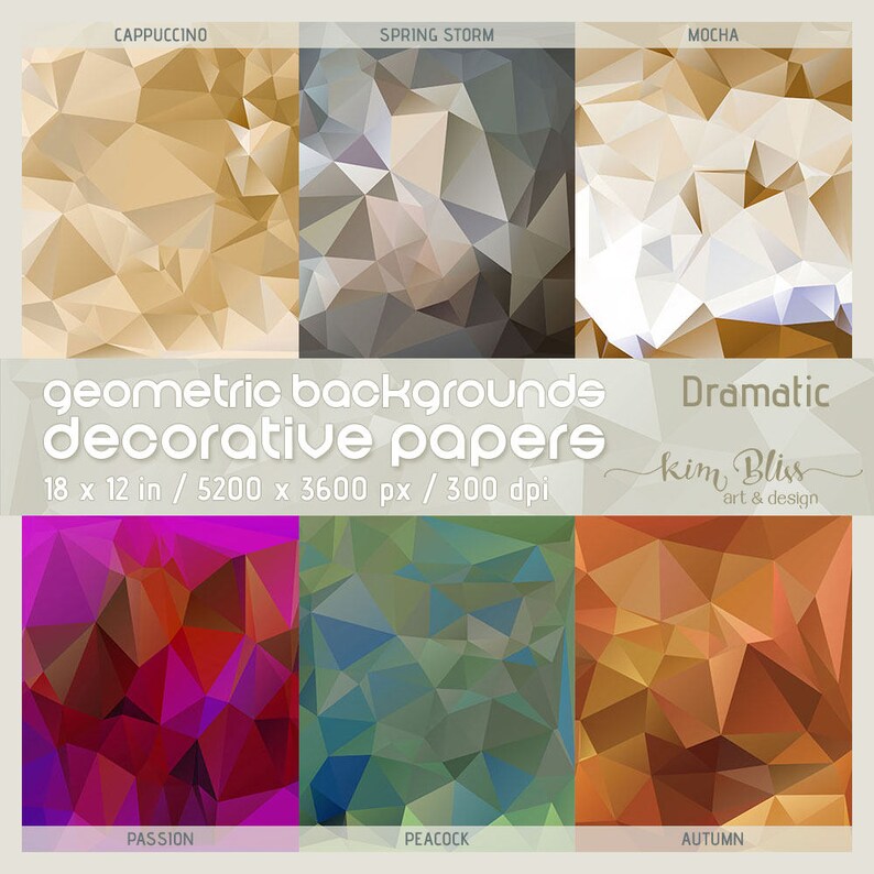 Polygon Geometric Backgrounds / Decorative Papers | Etsy