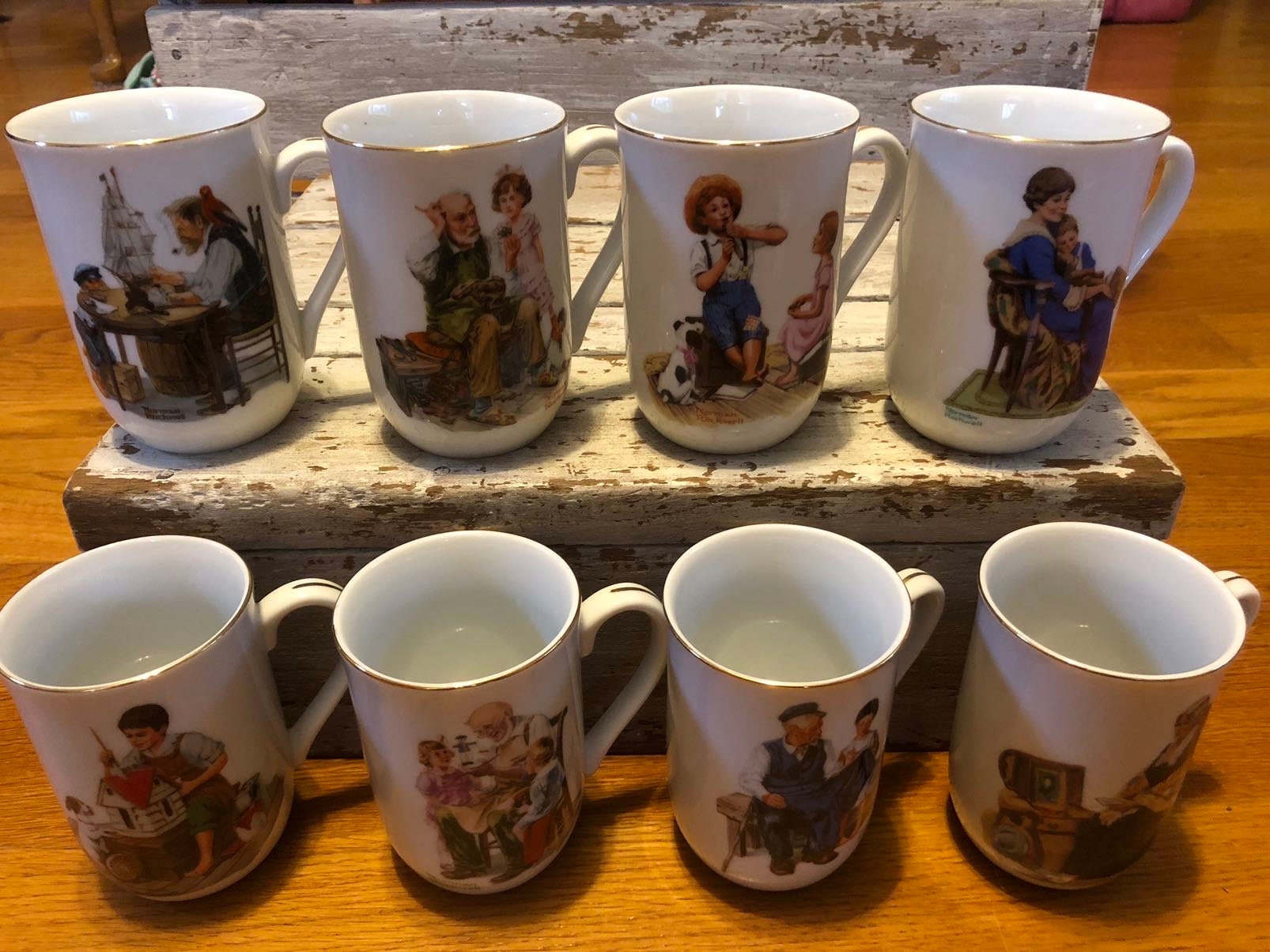 8 Vintage Norman Rockwell Museum Mugs/cups in Original Shipper Never ...