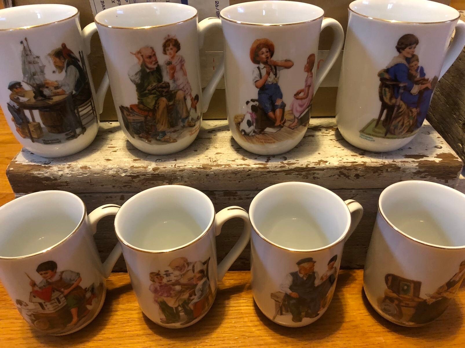 8 Vintage Norman Rockwell Museum Mugs/cups in Original Shipper Never ...