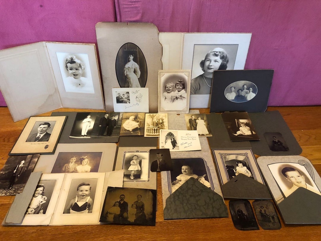 Old Photos Rppcs Mounted Photos Tintypes Lot Collection Craft Repurpose ...