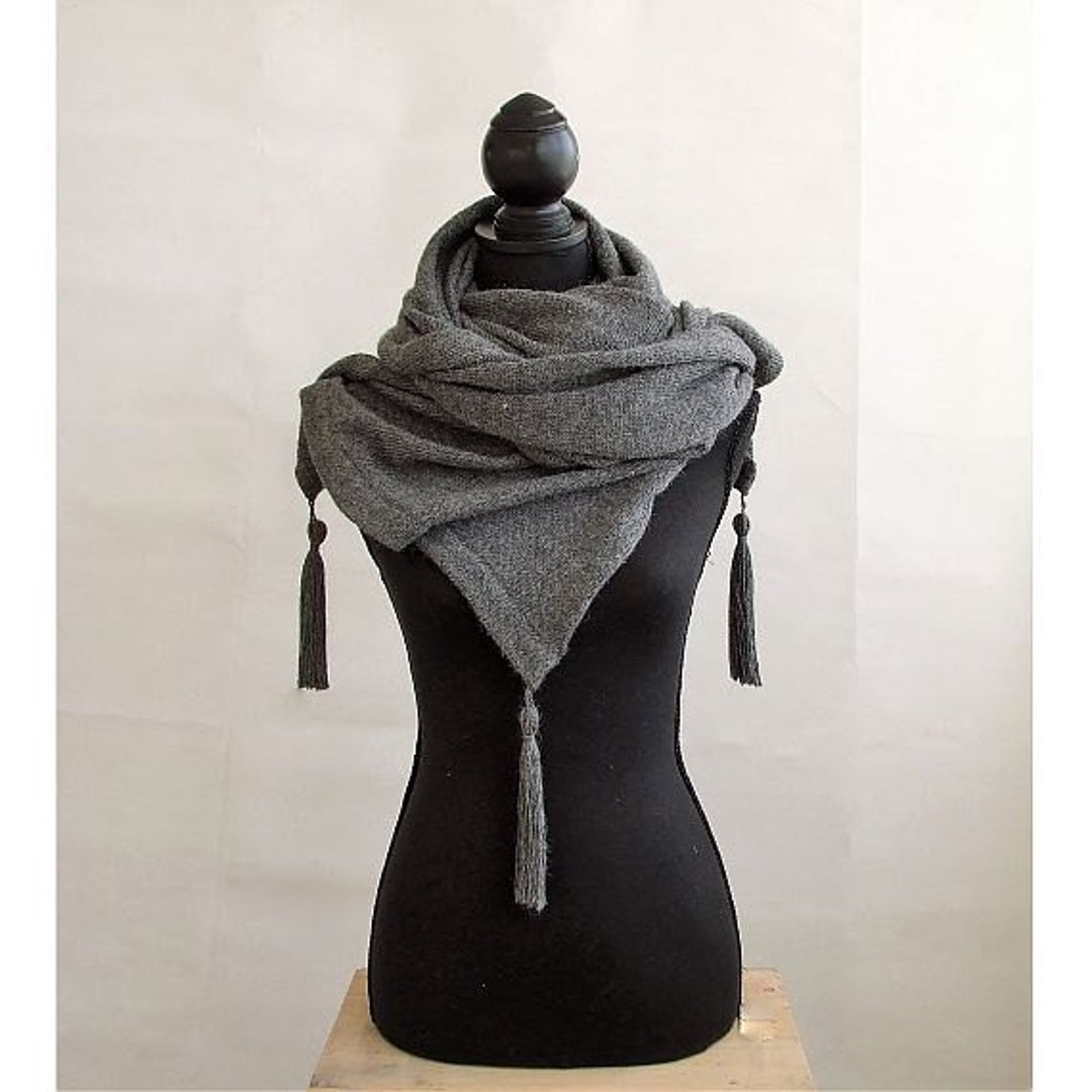 Large Grey Winter Shawl, Handmade Alpaca Scarf or Wrap, Womens Gift - Etsy