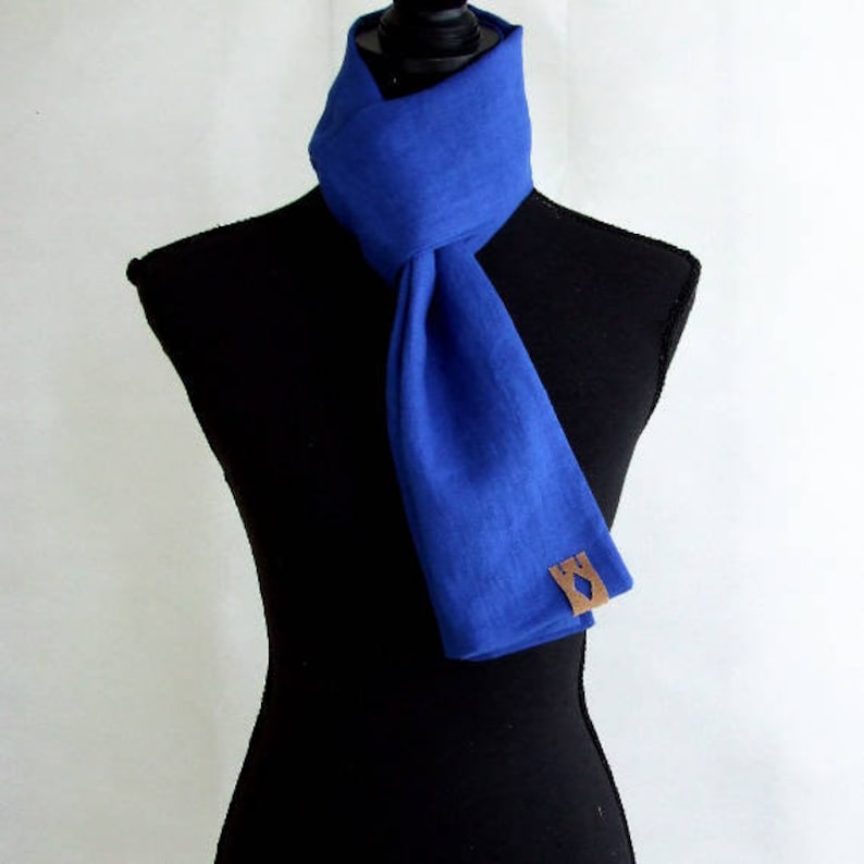 Blue Linen Scarf for Men, Blue Summer Linen Scarf, Boyfriend Gift, Blue ...