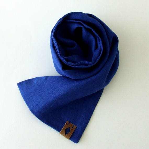 Blue Linen Scarf for Men, Blue Summer Linen Scarf, Boyfriend Gift, Blue ...