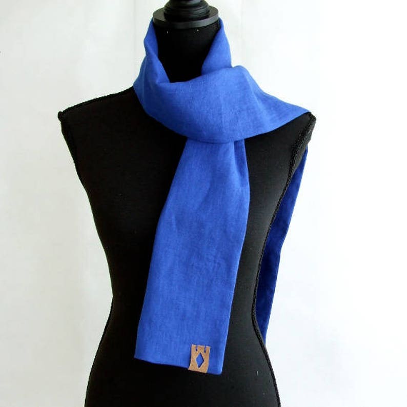 Blue Linen Scarf for Men, Blue Summer Linen Scarf, Boyfriend Gift, Blue ...
