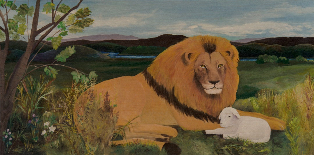 Lion and Lamb Wood Print - Etsy