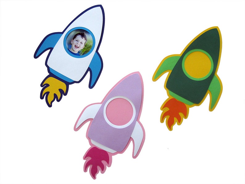 Rocket Photo Frame SVG Cut File and PDF Template - Etsy