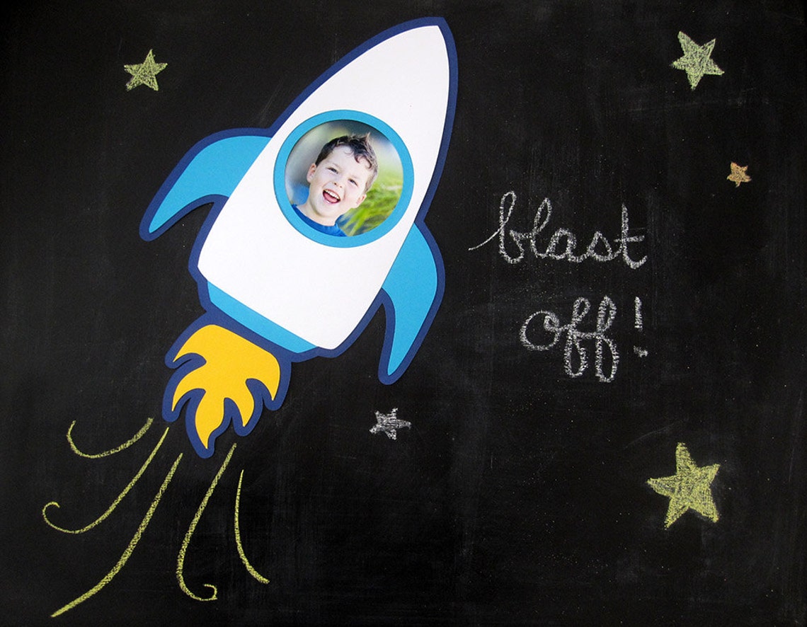 Rocket Photo Frame SVG Cut File and PDF Template - Etsy