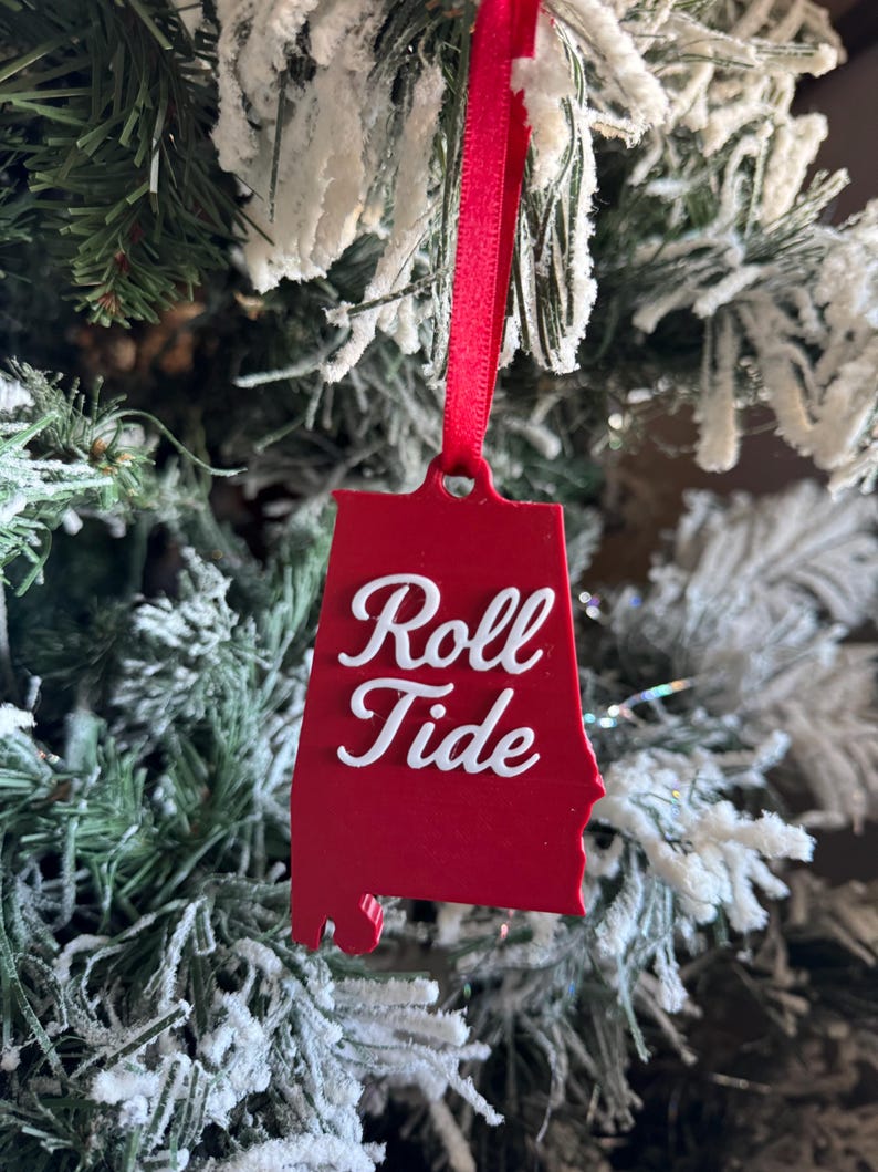Alabama Crimson Tide State Ornament – Roll Tide & Script “A” Designs (6 ...