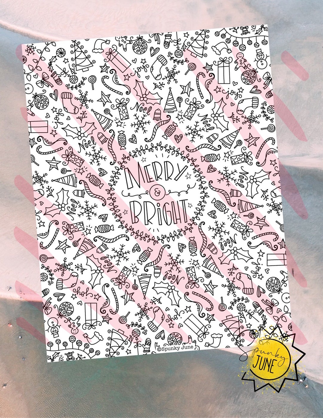 Merry and Bright Coloring Page | Digital Download | Printable Coloring ...