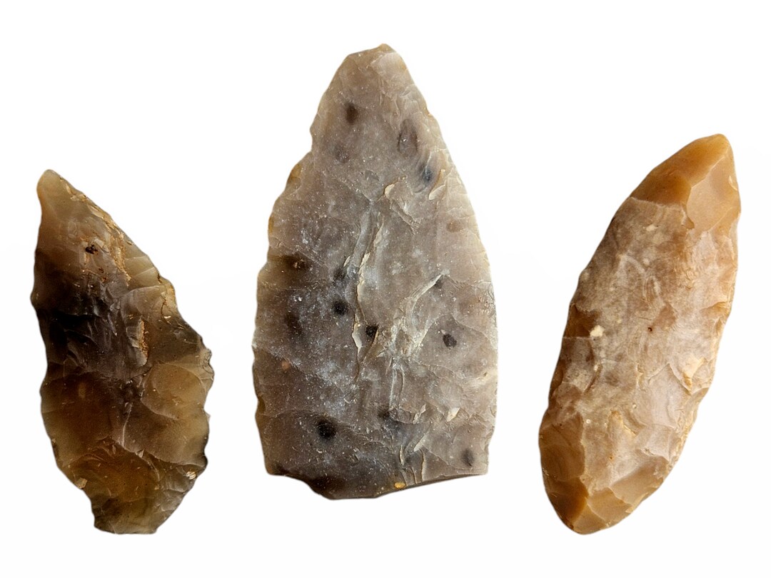 X3 Ancient Neolithic Flint Arrowheads Circa 4000-3300 BC, Metal ...