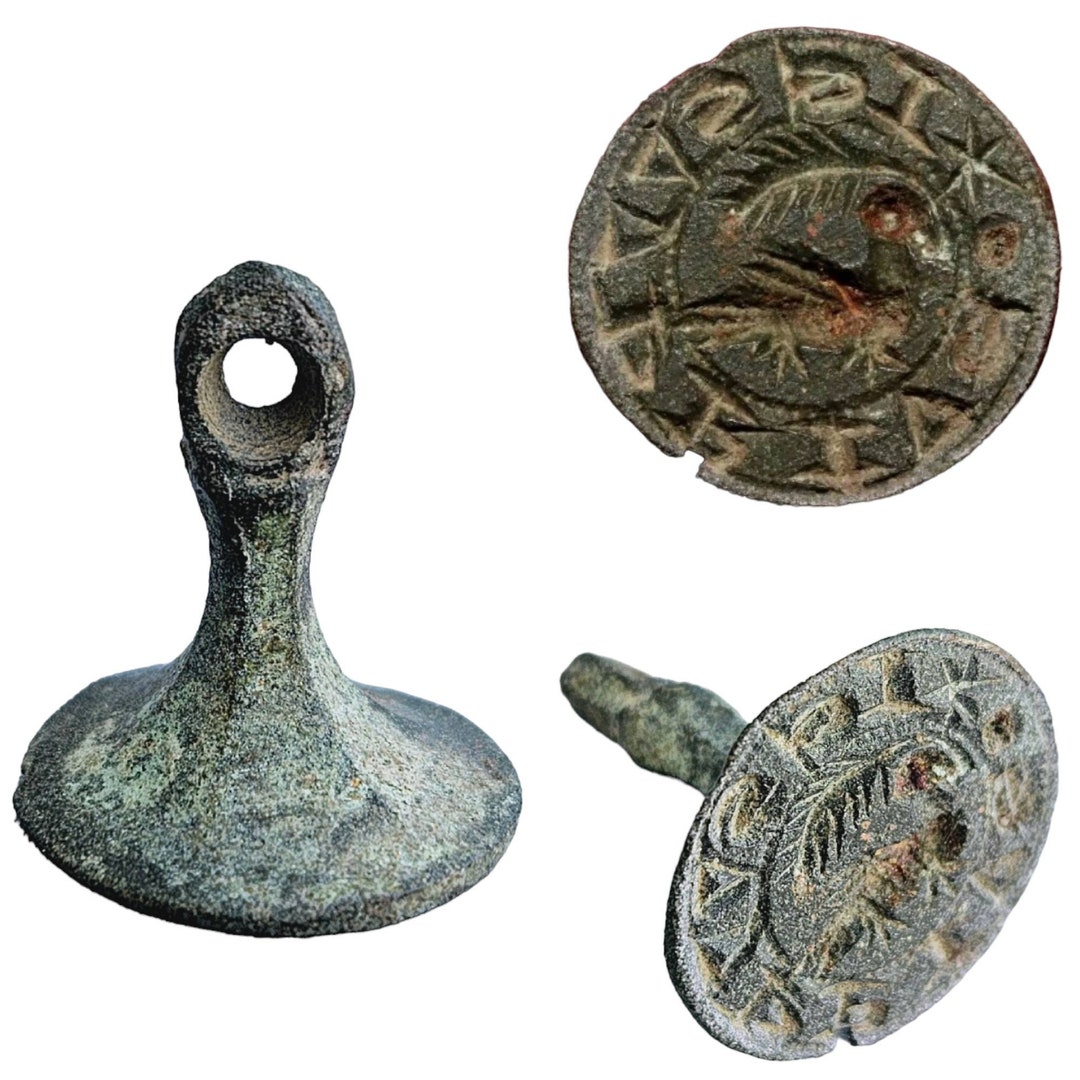 Bronze Medieval Zoomorphic Seal Matrix With Dove and Branch Circa 13th ...