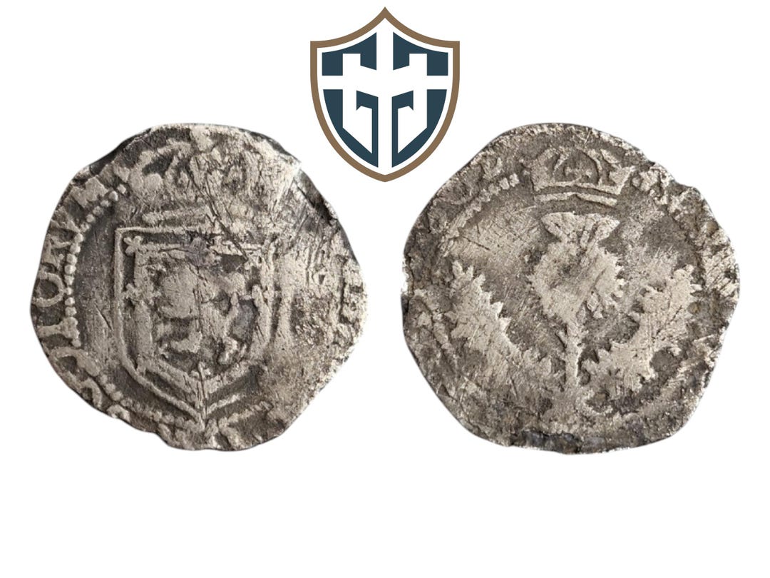 Scottish King James VI Silver Hammered 1/8 Merk Coin Circa 1602 AD ...