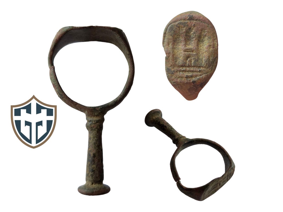 Bronze Post Medieval Pipe Tamper Seal Ring Motif Circa 17th-18th ...
