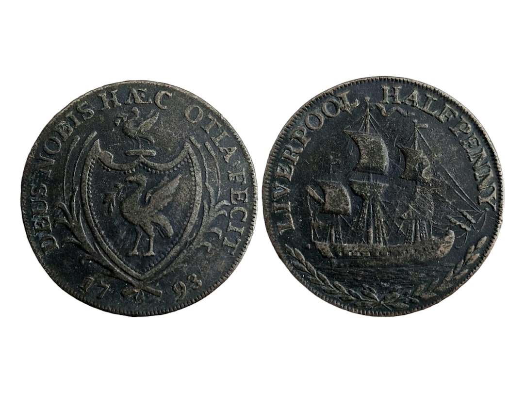 Lancashire-liverpool Halfpenny Copper Condor Token Circa 1793 AD ...