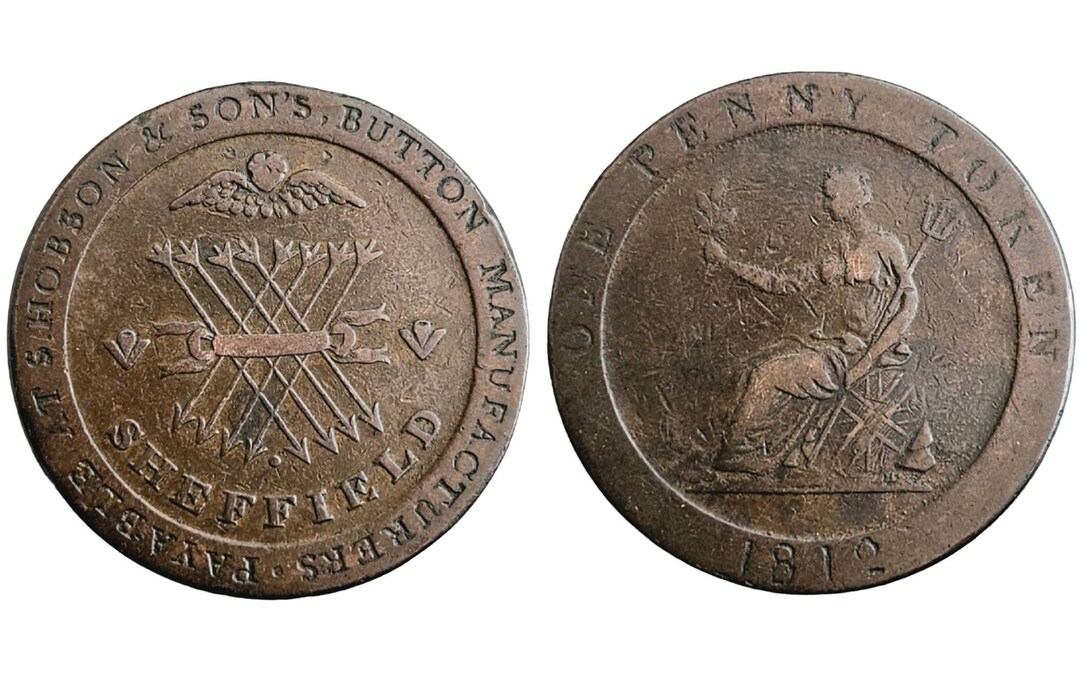 Copper Hobson & Sons Button Manufacturers One Penny Token Circa 1812 AD ...