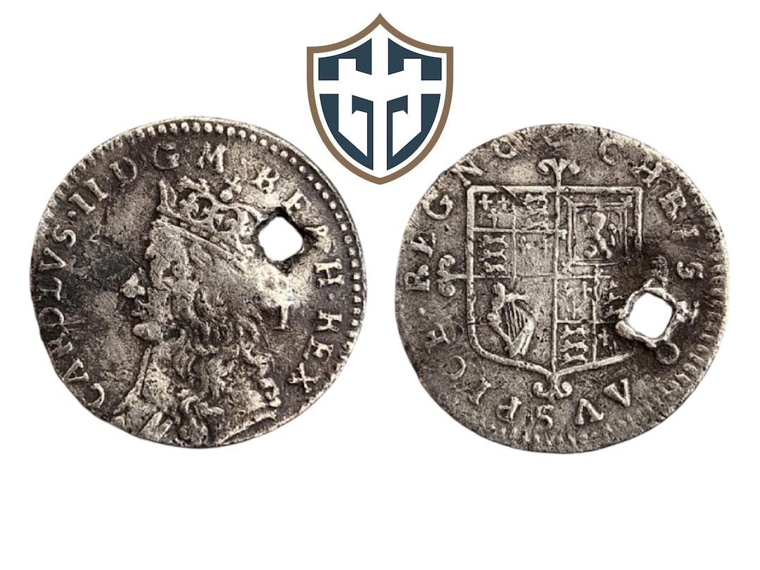 King Charles II Silver Hammered Penny Coin Circa 1660-1662 AD, Metal ...
