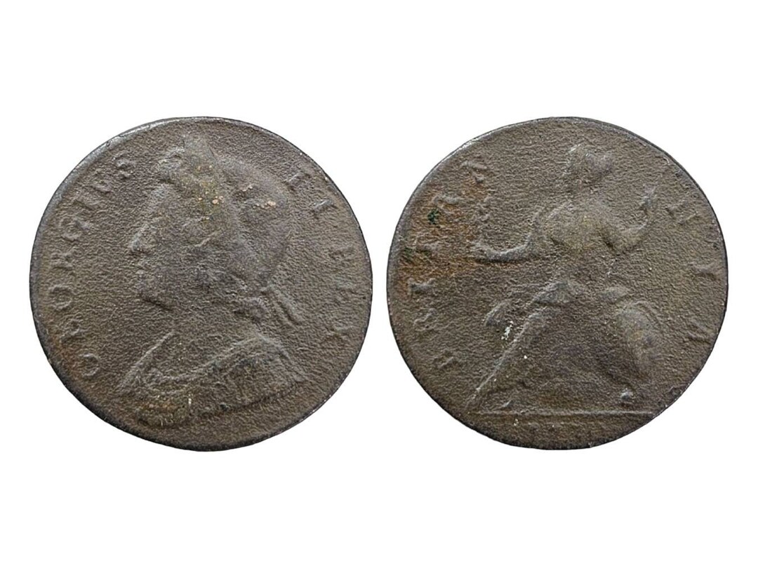 King George II Copper Halfpenny Coin Circa 1730 AD, Metal Detecting ...