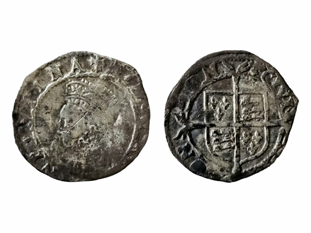 Queen Elizabeth I Silver Hammered Penny Coin Circa 1560-1561 AD, Metal ...