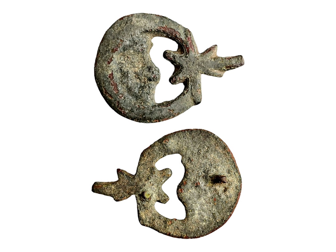 Copper Alloy Tudor-stuart Period Crescent Moon and Star Mount/badge ...