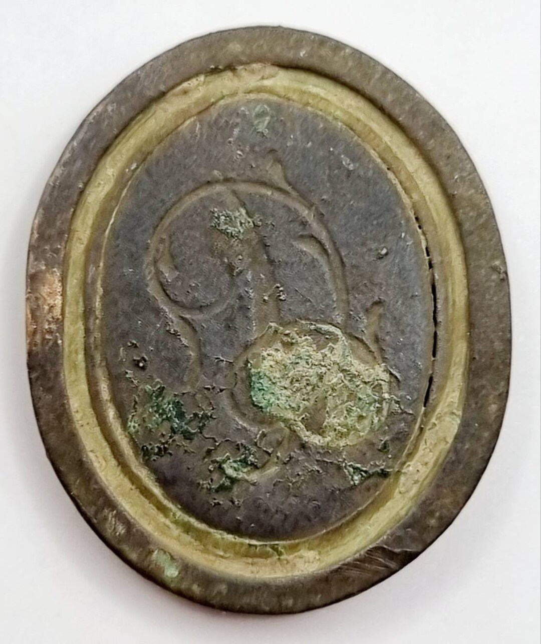 Copper Alloy Georgian-victorian Initialed Locket Circa 18th-19th ...