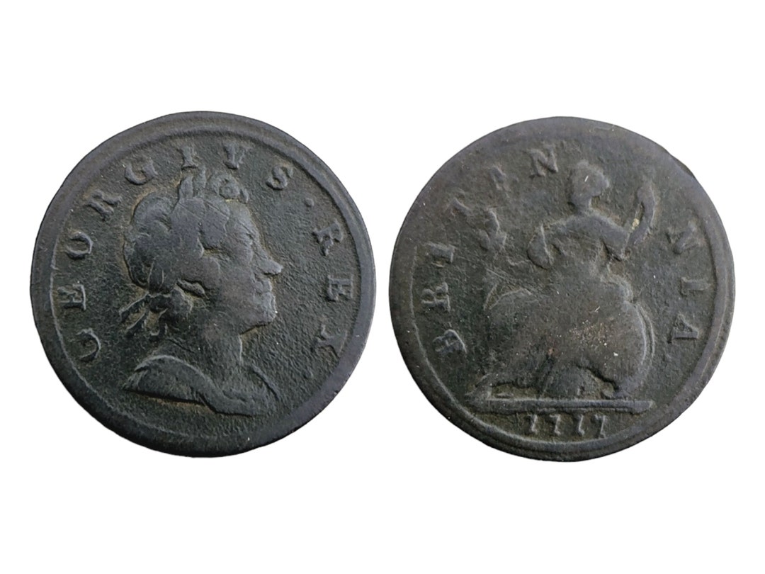 King George I Copper Halfpenny Coin Circa 1717 AD, 'dump' Issue, Metal ...