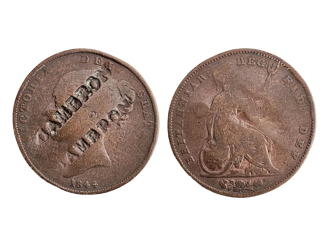 Counter Stamped Queen Victoria Copper Penny Coin Circa 1844 AD, Metal ...