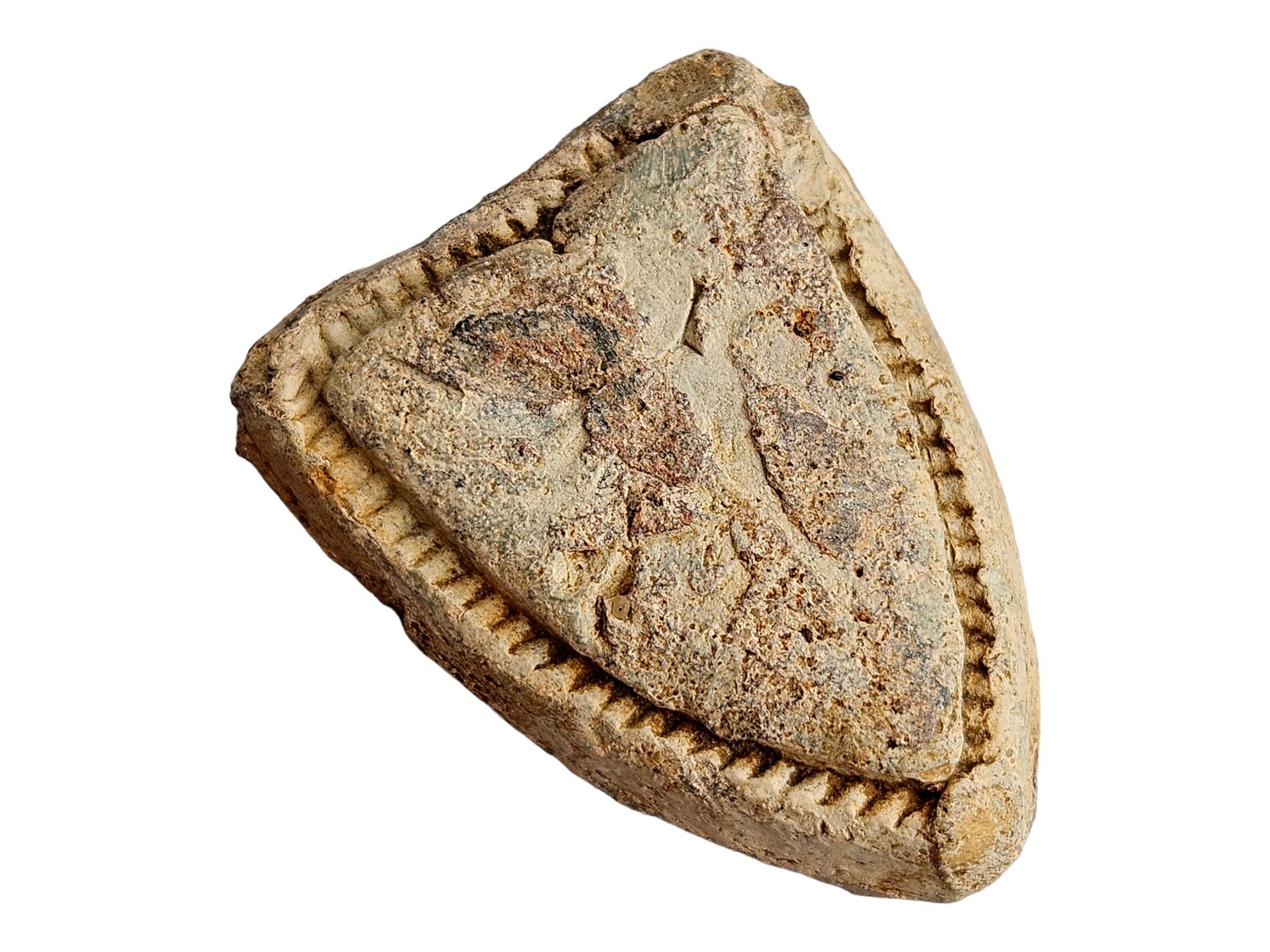 Large Lead Medieval Shield-shaped Trade Weight With Zoomorphic Lion ...