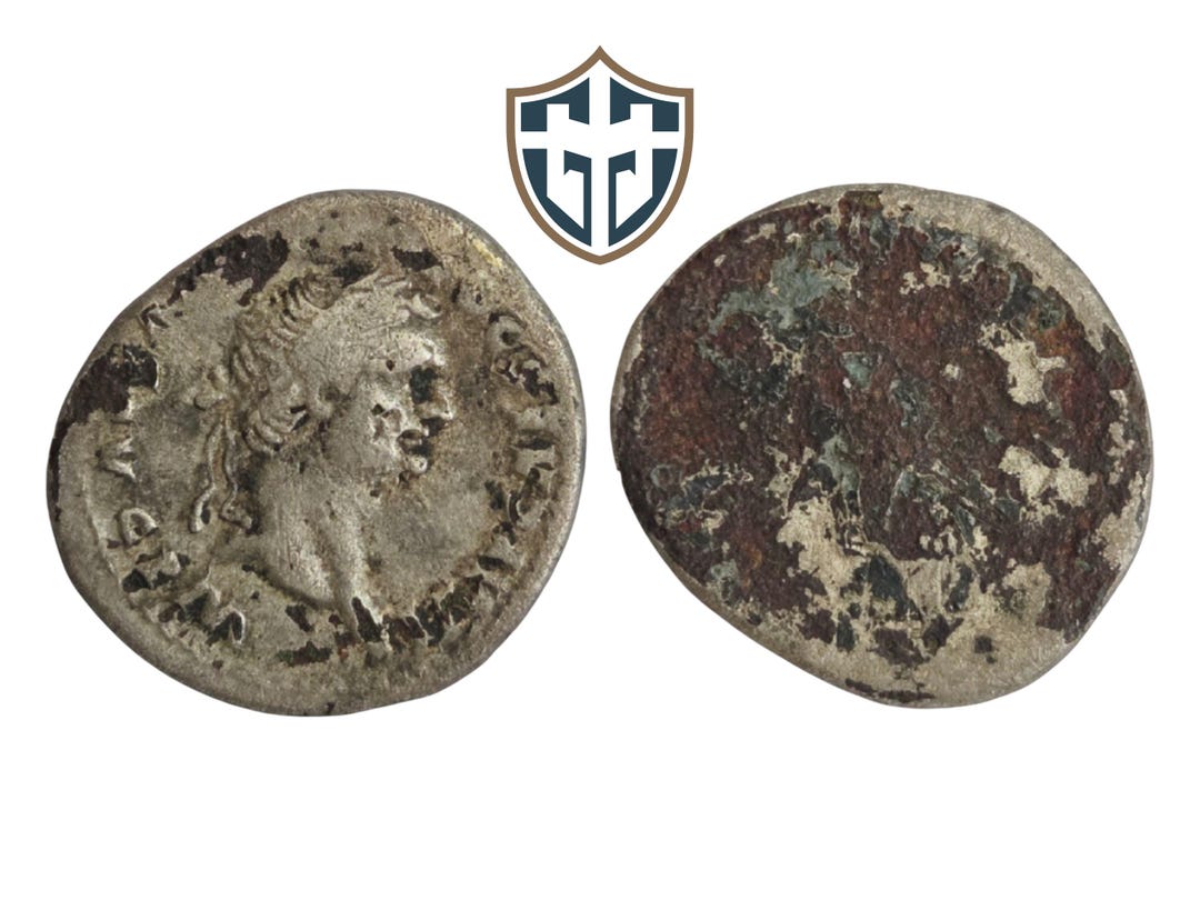 Domitian Silver and Bronze Roman Denarius Fourré Coin Circa 69-96 AD ...
