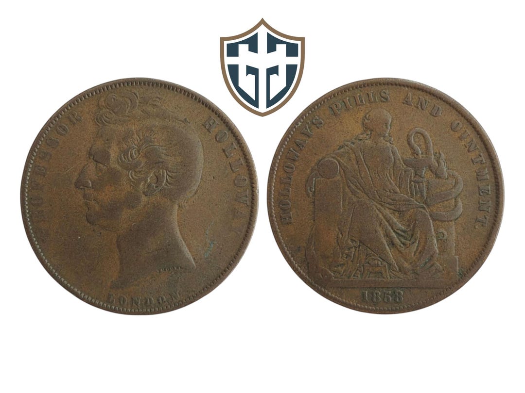 Copper Victorian Professor Holloways Pills and Ointments Penny Token ...